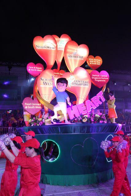 Performers and a vibrant float at Chingay parade 2013 held