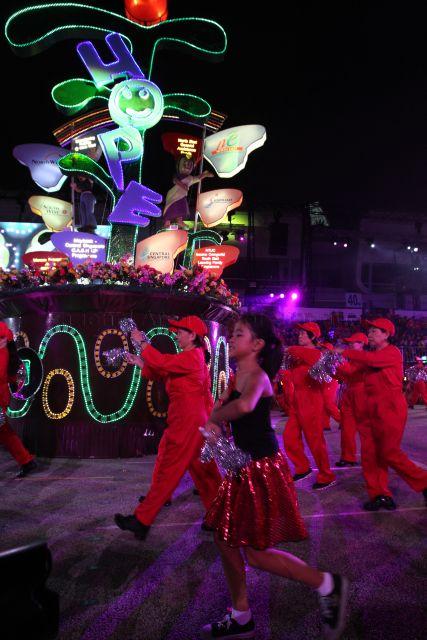 Performers and a vibrant float at Chingay parade 2013 held