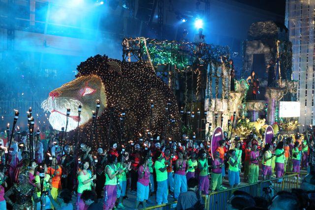 Performers and a vibrant float at Chingay parade 2013 held