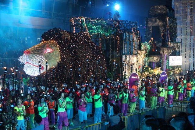 Performers and a vibrant float at Chingay parade 2013 held