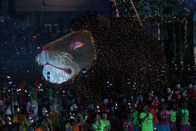 Performers and a vibrant float at Chingay parade 2013 held