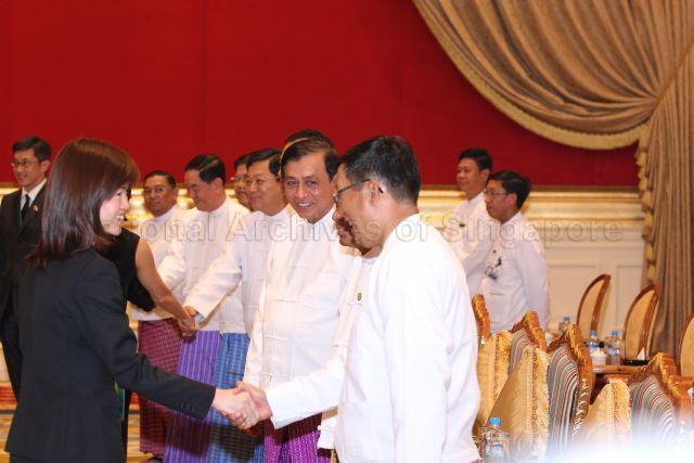 Singapore Member of Parliament Tin Pei Ling greeting Myanmar