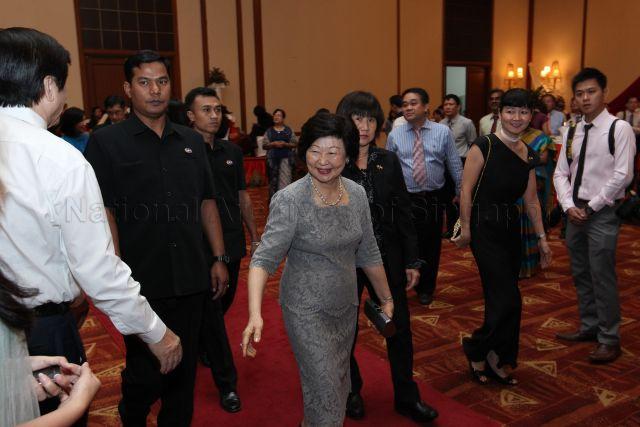 Mrs Mary Tan leaving after the event