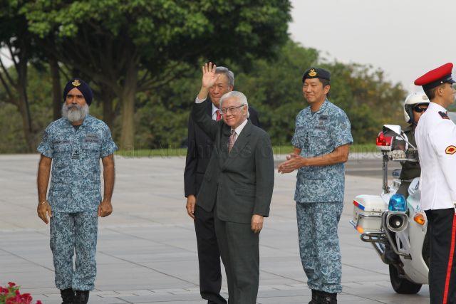 President Tony Tan Keng Yam arriving at SAFTI Military