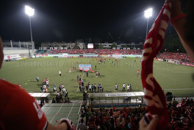 View of Jalan Besar stadium pitch after end of football