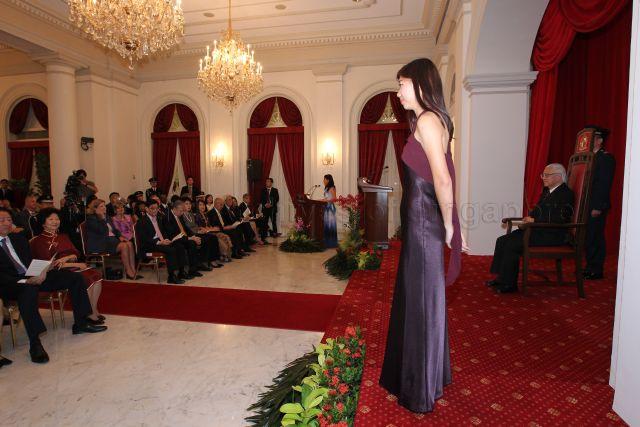 First Lady Mrs Mary Tan (seated first row, second from left