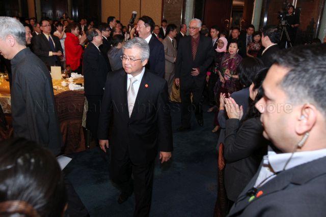 Arrival of guests at a banquet hall for the celebratory