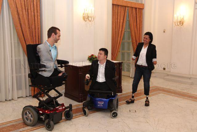 Pictured from left are Nick Vujicic (motivational speaker),