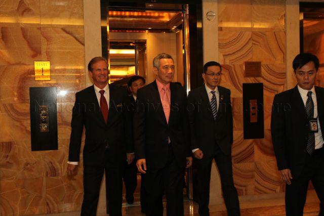 Prime Minister Lee Hsien Loong being escorted by Chief