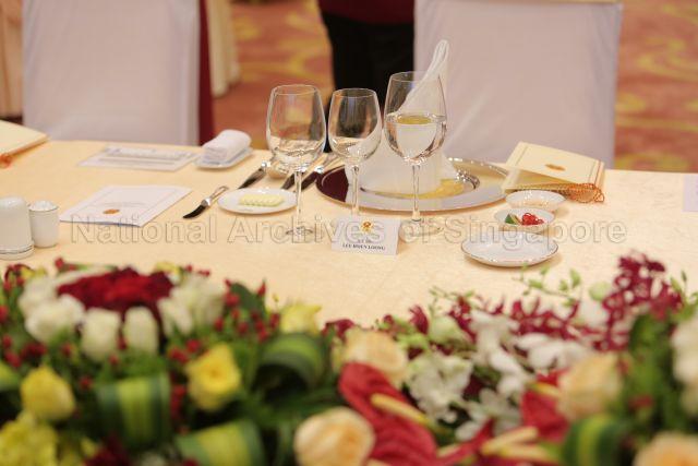 Photo of table setting for the official dinner hosted by
