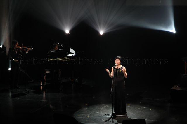 Justice Lai Siu Chiu performing at the Singapore Academy of