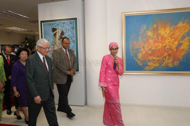President Tony Tan and his wife Mrs Mary Tan being shown
