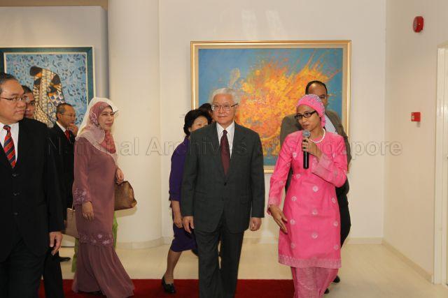 President Tony Tan and his wife Mrs Mary Tan being shown