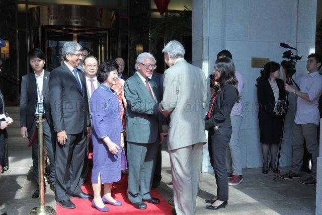 President Tony Tan and his wife Mrs Mary Tan (wearing purple