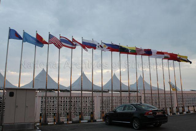 View of flags of nations participating in the 23rd ASEAN