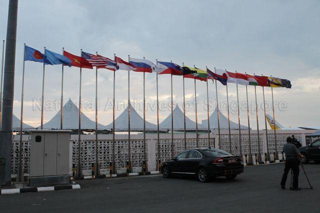 View of flags of nations participating in the 23rd ASEAN