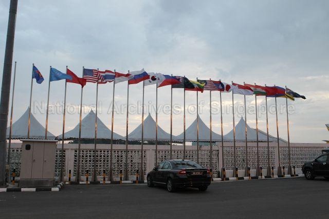 View of flags of nations participating in the 23rd ASEAN