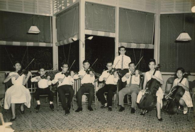 Picture of the Goh Soon Tioe String Orchestra in 1963 at the