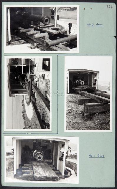 Four photographs showing gun positions at Fort Siloso