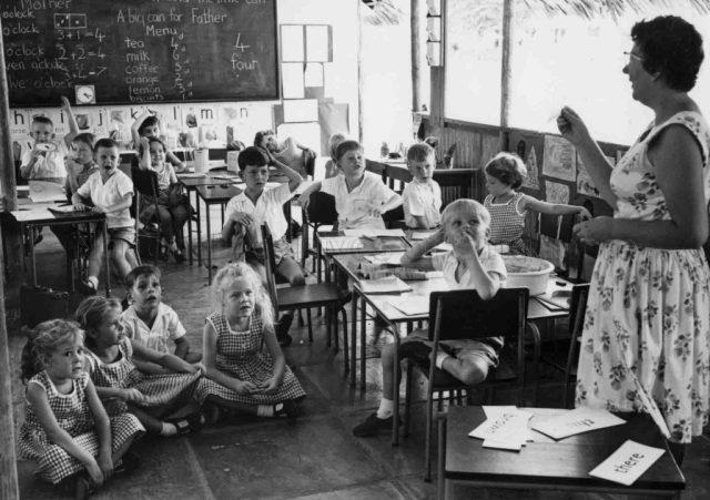 Photograph of a class in session at the RAF Seletar Primary