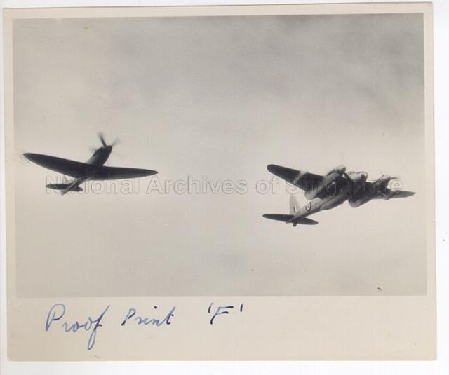 No. 81 Squadron's Spitfire and Mosquito aircrafts in flight
