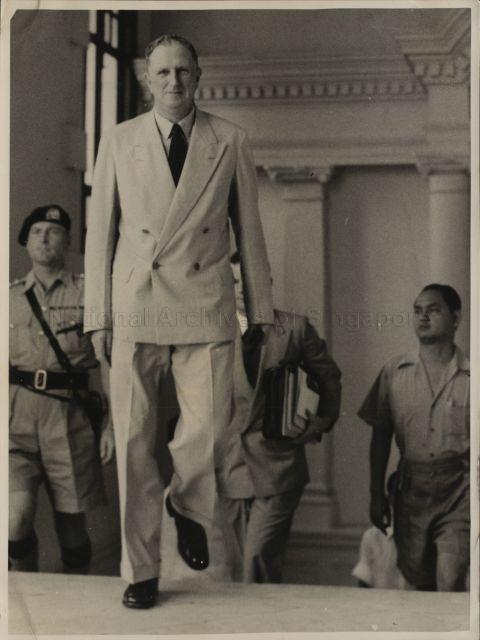 Governor of Singapore, Sir Franklin Gimson arriving at the
