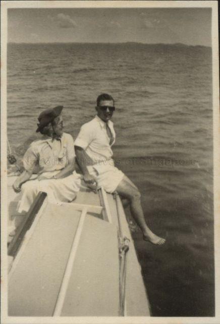 Mike Gorrie with Lady Gimson on a sailing day trip