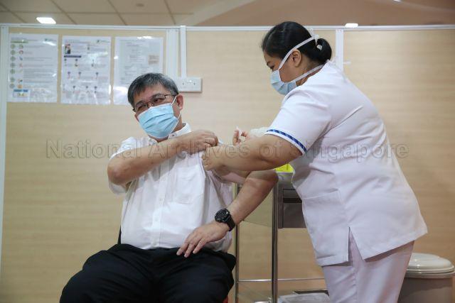 Taken at: Covid-19 vaccination at the Singapore General