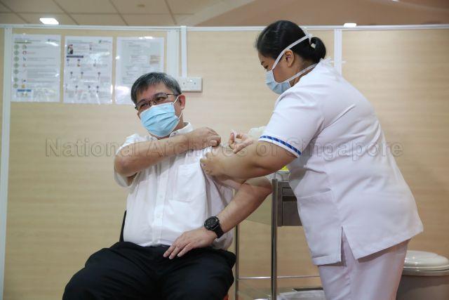 Taken at: Covid-19 vaccination at the Singapore General