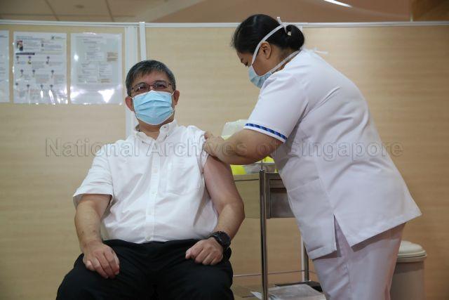Taken at: Covid-19 vaccination at the Singapore General