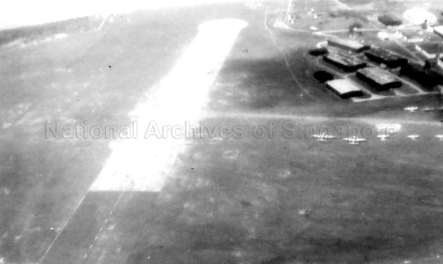 Aerial photograph of the Seletar runway and West Camp taken