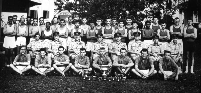 Group photograph of Royal Air Force (RAF) Seletar athletics