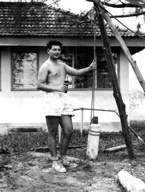 Photograph of Charles Beamish practice rocket