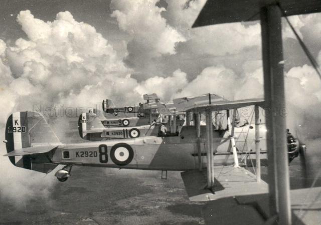 Air-to-air shot of a No. 100 Squadron Vildebeest formation
