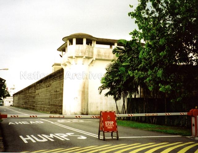 Photograph of old Changi Prison with one of the two turrets