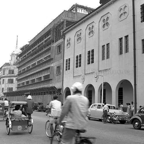 Street scene along Middle Road. New building under