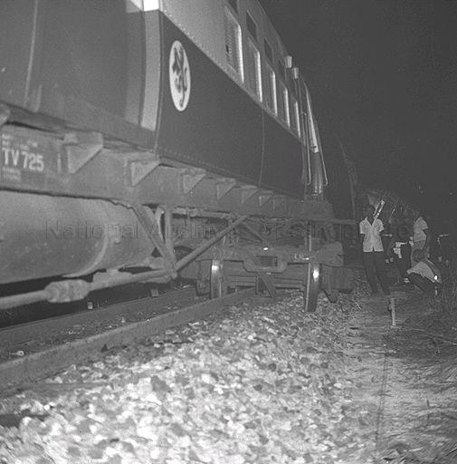SCENE OF RAILCAR EXPRESS WHICH HAD CRASHED INTO A STATIONARY