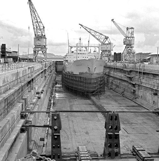 Ship being repaired at the King George VI graving dock at