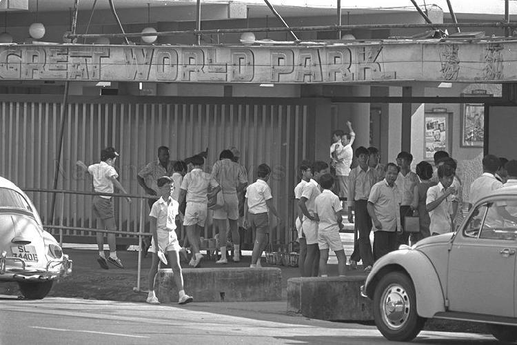 STUDENTS LOITERING OUTSIDE THE SKY THEATRE AT GREAT WORLD
