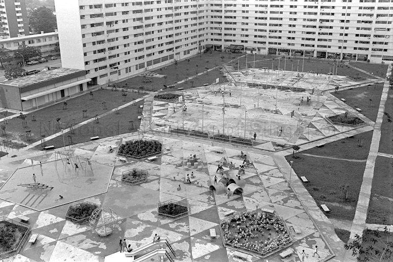 AERIAL VIEW OF A NEW HOUSING AND DEVELOPMENT BOARD ESTATE