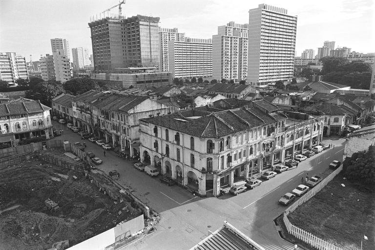 AERIAL VIEW SHOPHOUSES AT CHOON GUAN STREET AND WALLICH