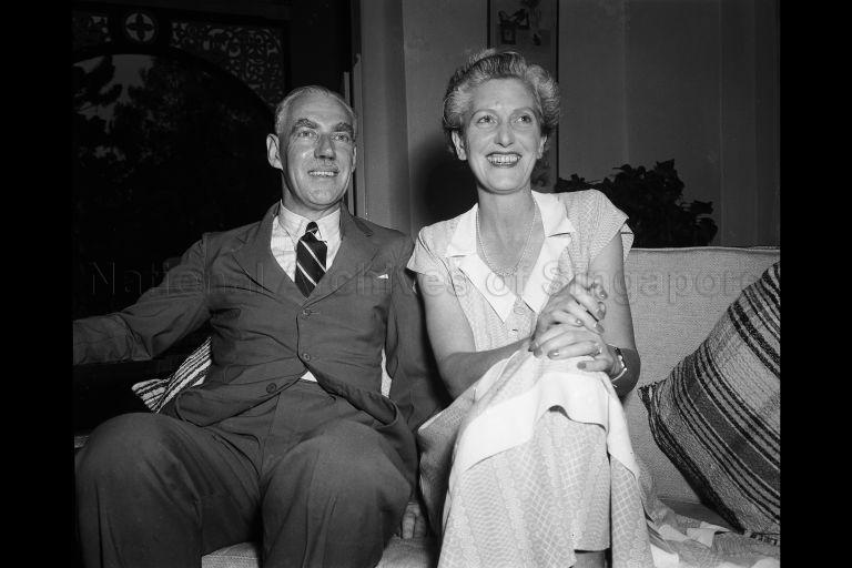 NEW GOVERNOR OF NORTH BORNEO SIR RAPLH HONE WITH HIS WIFE