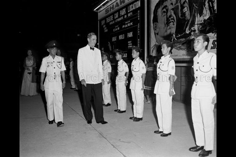 GOVERNOR OF SINGAPORE SIR WILLIAM GOODE, INSPECTING MEMBERS