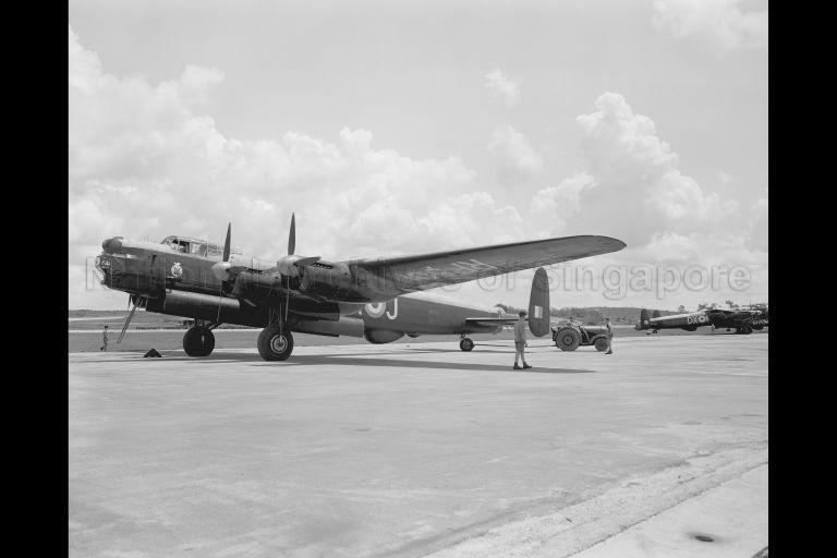 A FOUR-ENGINED LINCOLN BOMBER IN 57 SQUADRON WHICH HAS BEEN
