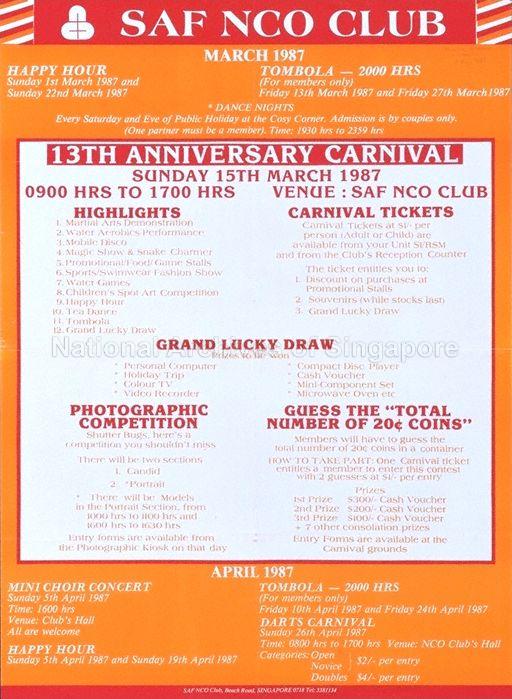 SAF NCO Club (March, April 1987).