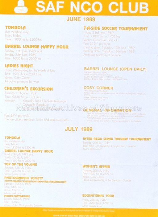 SAF NCO Club * June - July 1989.