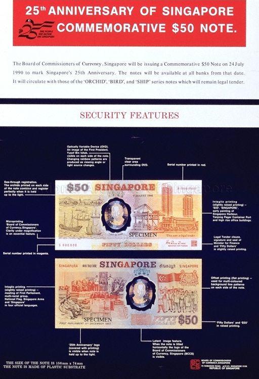 25th Anniversary of Singapore Commemorative $50 Note.