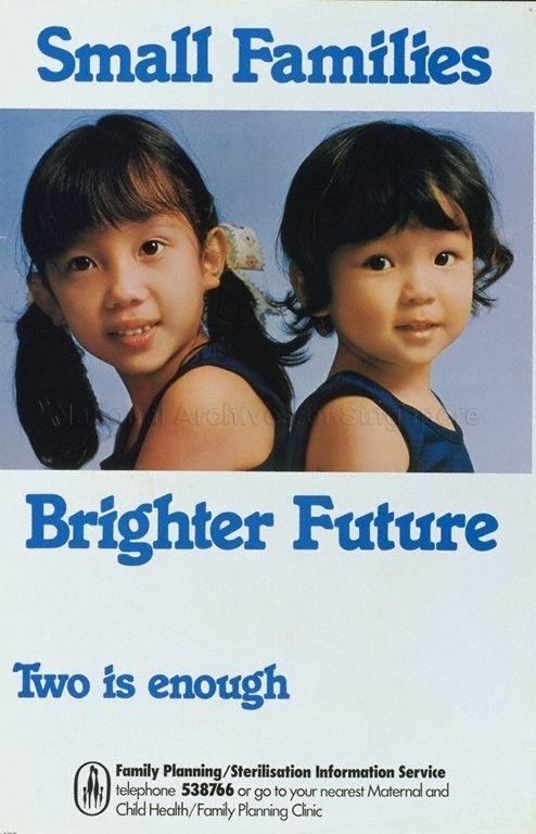 Small families, brighter future : two is enough.