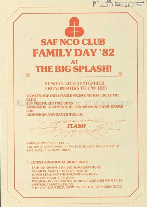 SAF NCO Club Family Day '82 at the Big Splash : Sunday 12th