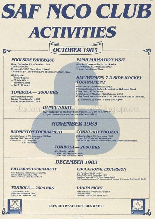 SAF NCO Club : activities [for] October 1983, November 1983